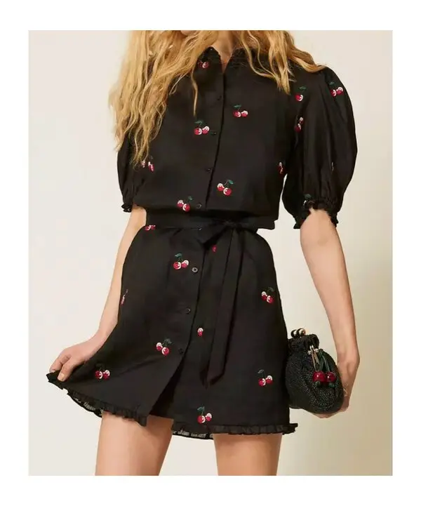 TWINSET Embroidered Cherry Shirt Dress