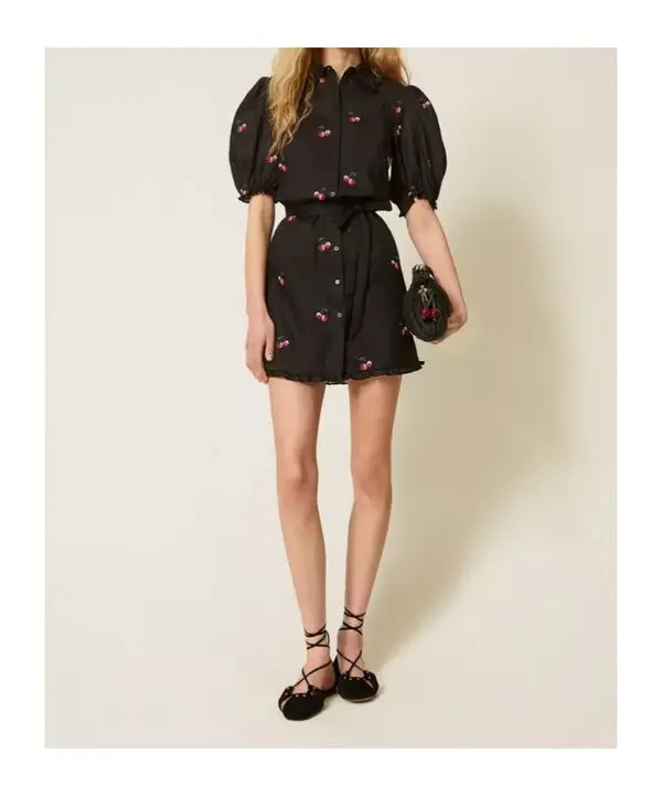 TWINSET Embroidered Cherry Shirt Dress