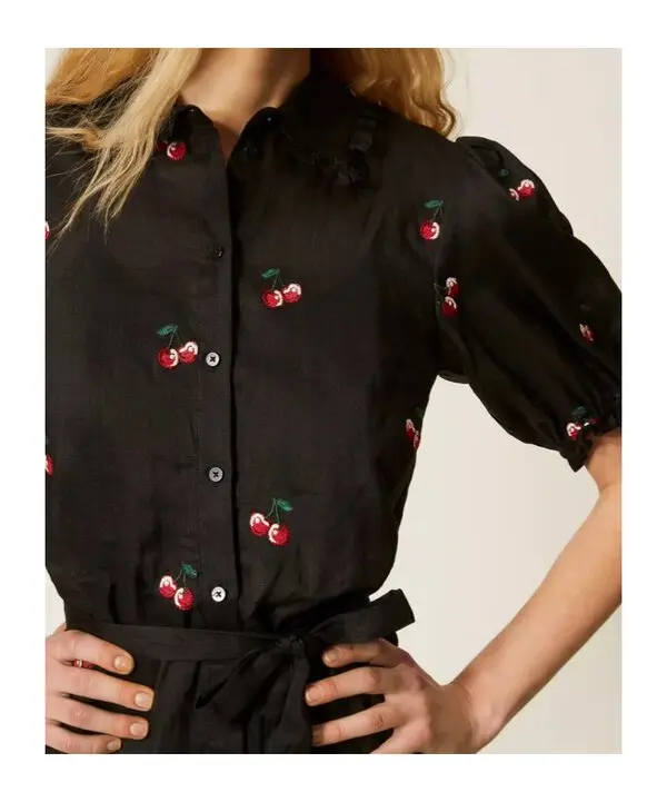 TWINSET Embroidered Cherry Shirt Dress