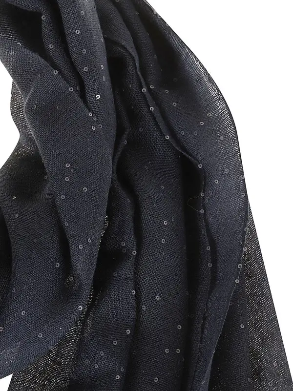 Brunello Cucinelli Sequined Fringed Scarf - Black