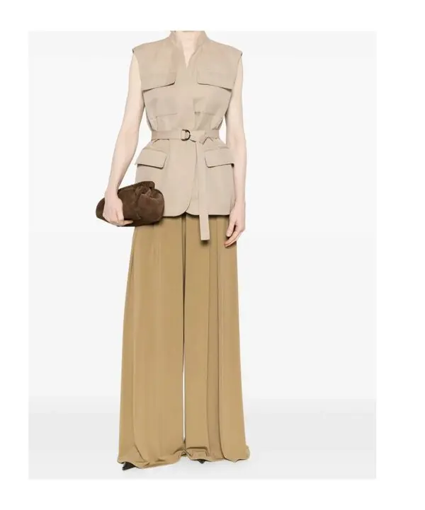 Max Mara Pleated Full Length Trousers - Deserto