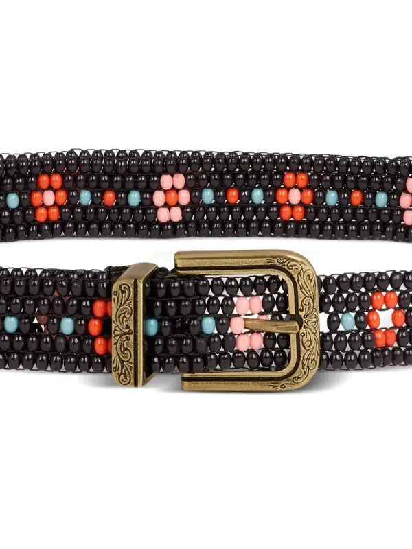 Etro Embellished Beaded Belt With Floral Motif