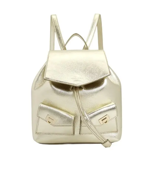 FERRAGAMO Metallic Leather Mini Backpack