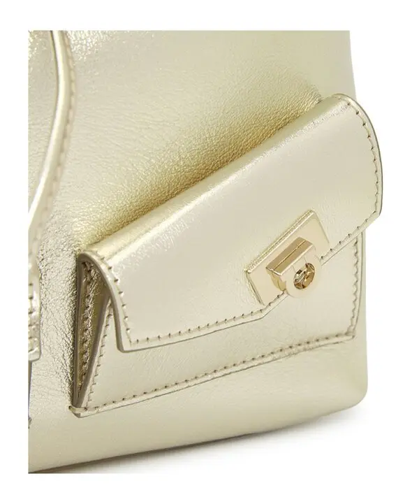 FERRAGAMO Metallic Leather Mini Backpack
