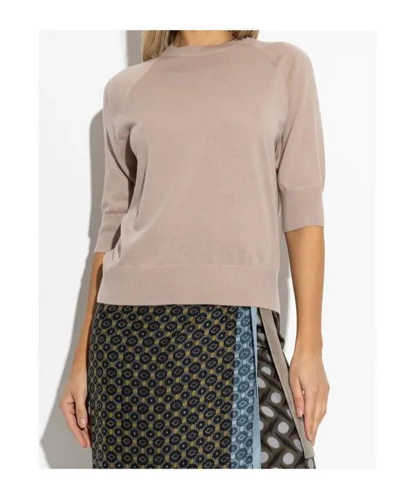 Dries Van Noten Raglan-sleeve Fine Knit Sweater - Beige