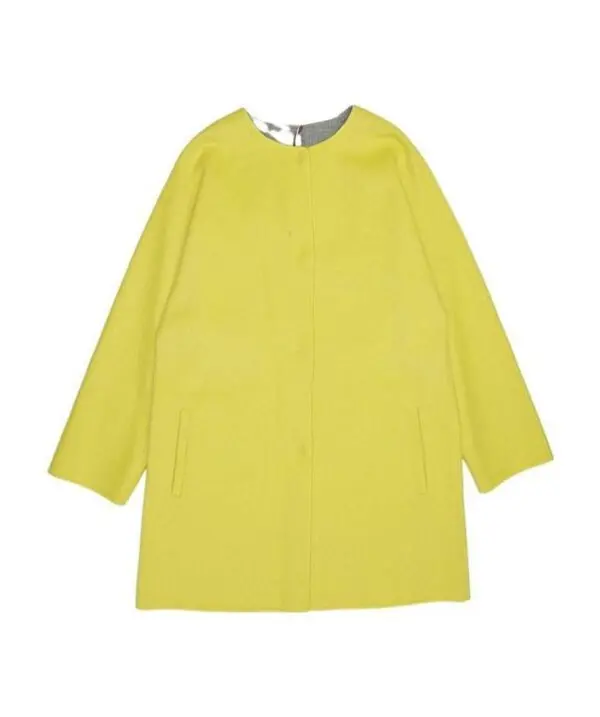 Max Mara Logo Round-neck Coat - Yellow