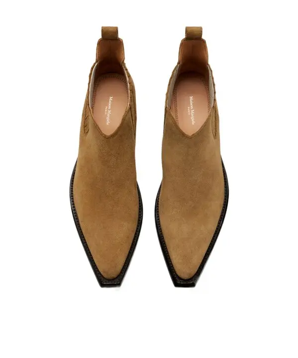 MAISON MARGIELA Suede Western Chelsea Wedge Boots