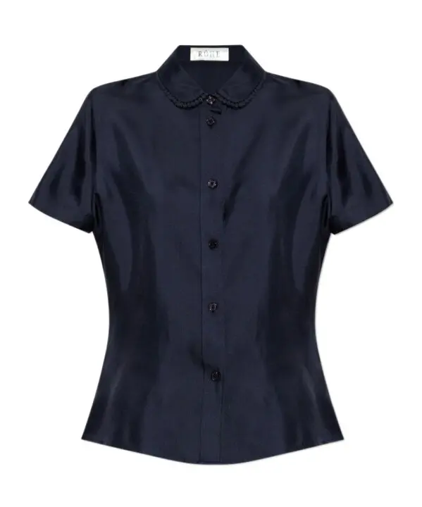 RÓHE Short-sleeved Satin Shirt - Black