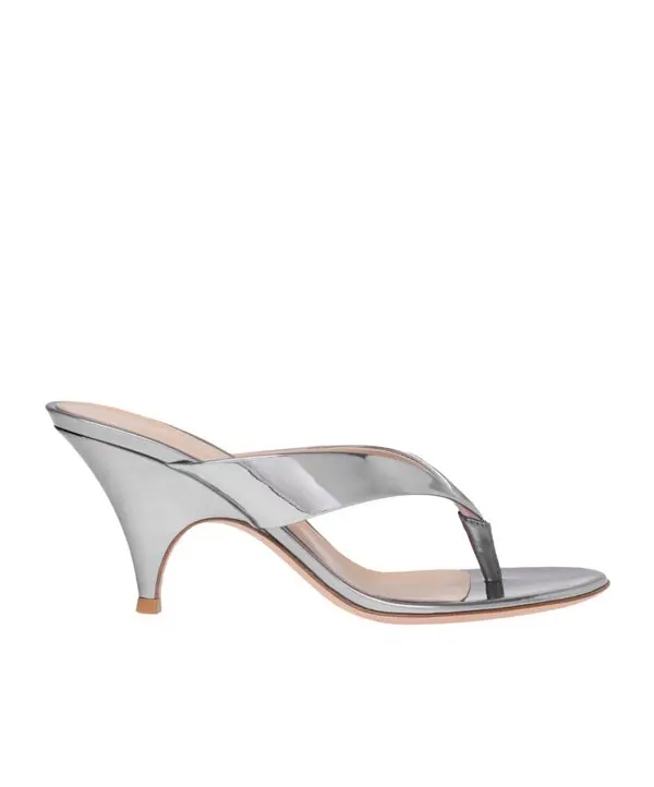GIANVITO ROSSI Metallic Thong Sandals - Gray