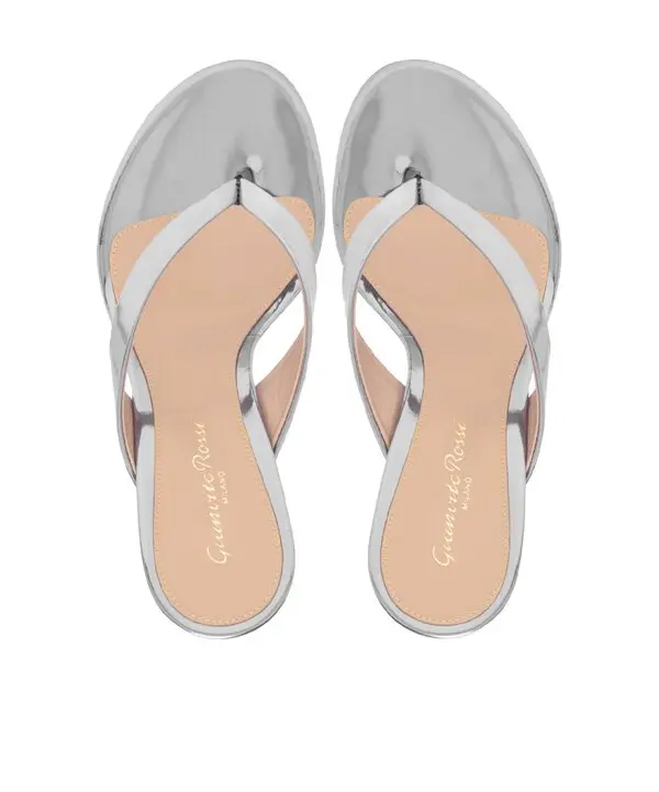 GIANVITO ROSSI Metallic Thong Sandals - Gray