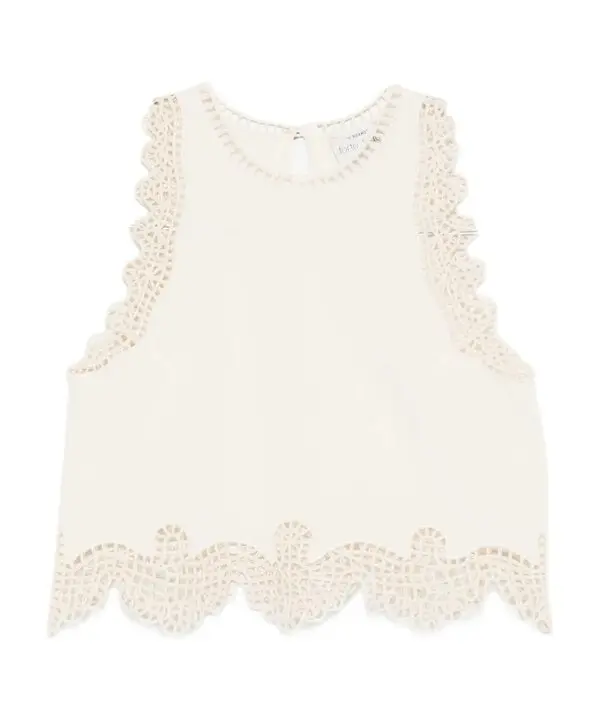 FORTE_FORTE Ivory Embroidered Popline Top - White