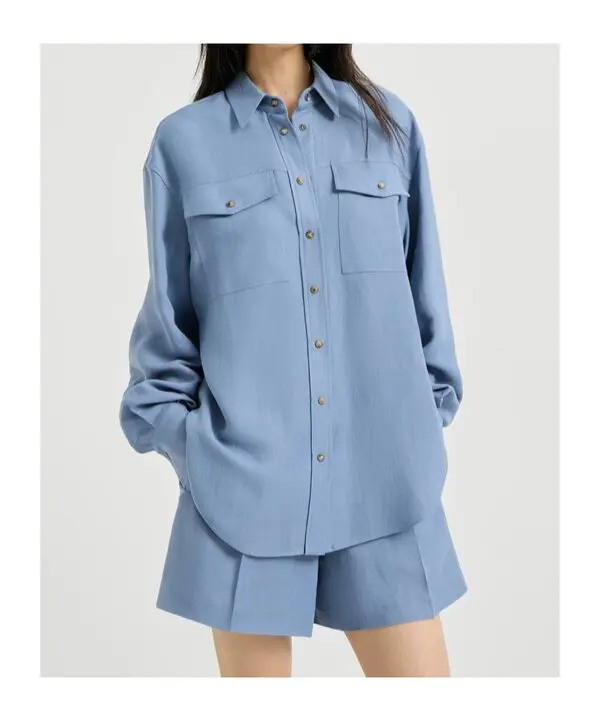 Brunello Cucinelli Utility Pocket Shirt - Sky-blue