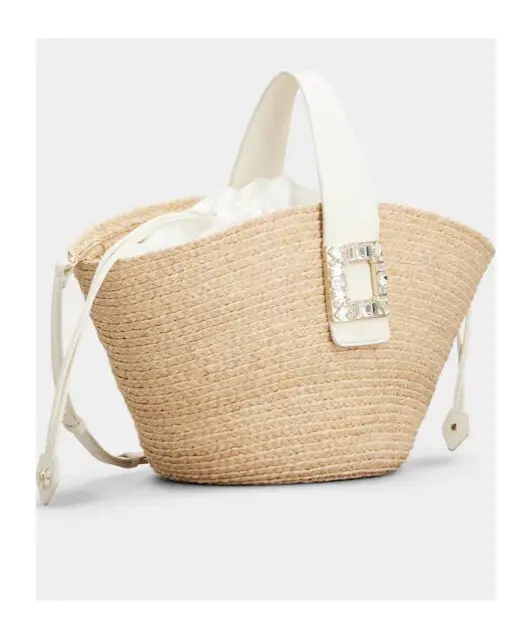 ROGER VIVIER Raffia Tote Bag With Crystal Buckle