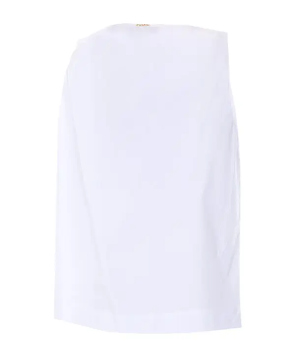 TWINSET Ruched Sleeveless Top With Draped Design - White