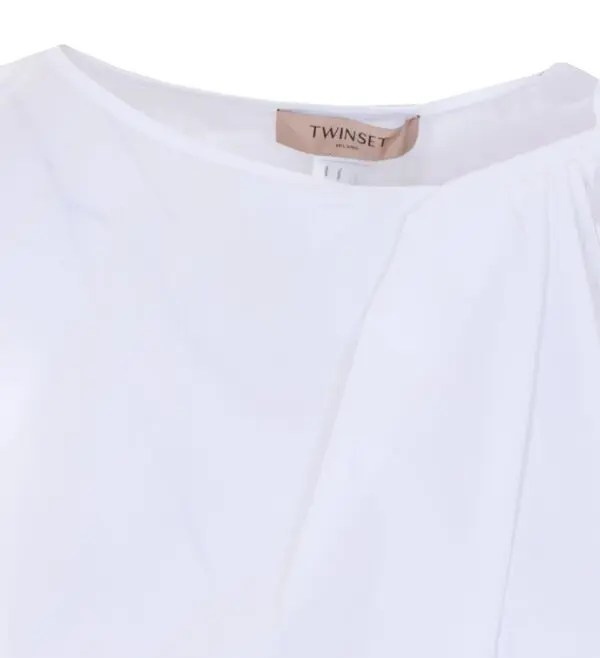 TWINSET Ruched Sleeveless Top With Draped Design - White