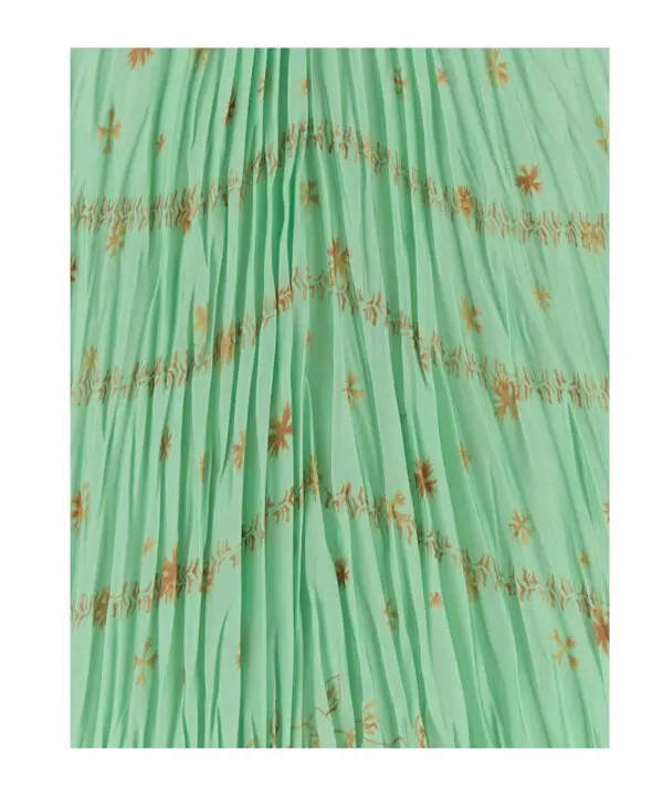Alberta Ferretti Pleated Embellished Halterneck Maxi Dress
