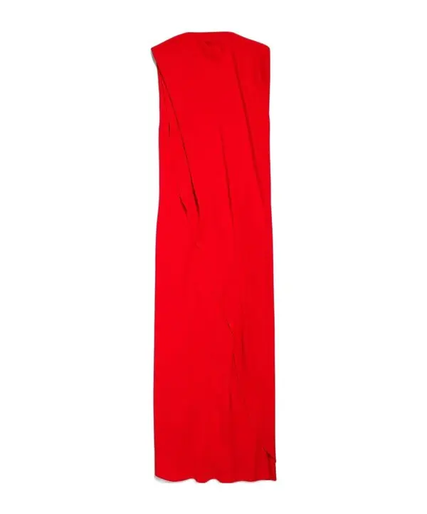 Balenciaga Draped Asymmetrical Maxi Dress - Sunset Red