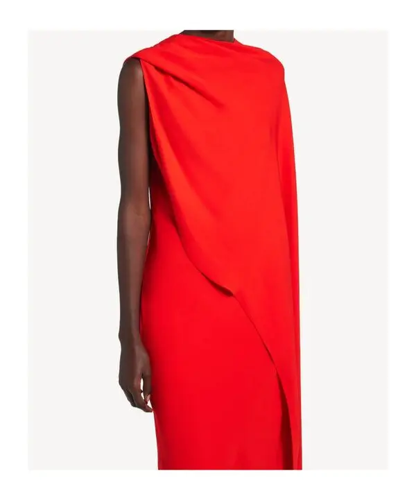 Balenciaga Draped Asymmetrical Maxi Dress - Sunset Red
