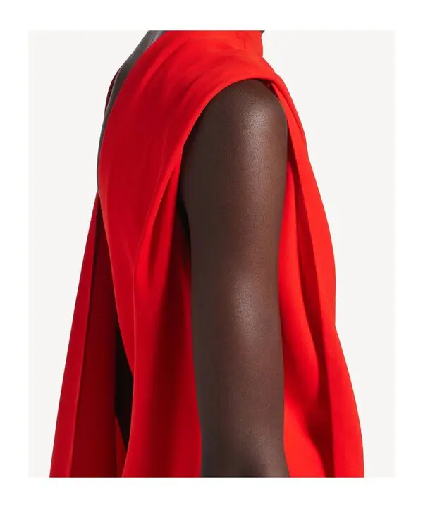Balenciaga Draped Asymmetrical Maxi Dress - Sunset Red