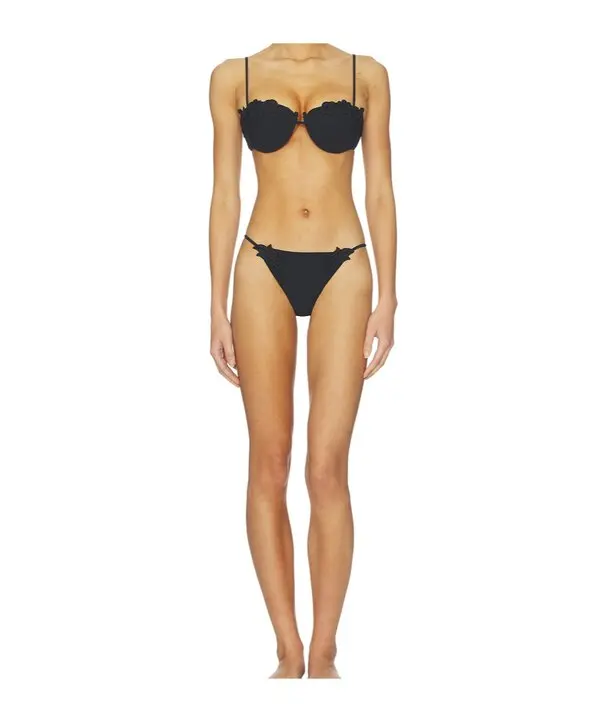 Cult Gaia Greta Flower-embroidered Bikini Top