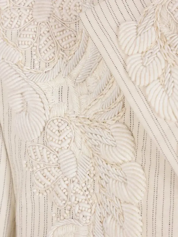 Dries Van Noten Embellished Long Sleeve Blazer - Ecru