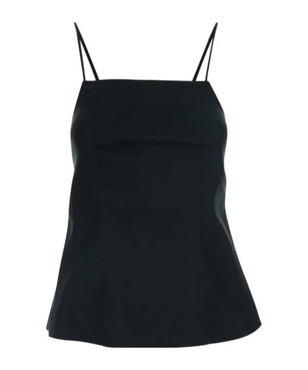 SEMICOUTURE Off-the-shoulder Thin Strap Top - Black