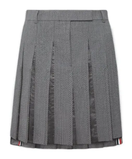 Thom Browne Seersucker Pleated Mini Skirt