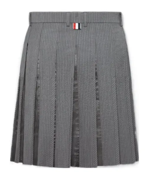 Thom Browne Seersucker Pleated Mini Skirt