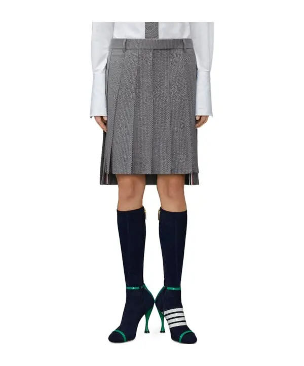 Thom Browne Seersucker Pleated Mini Skirt