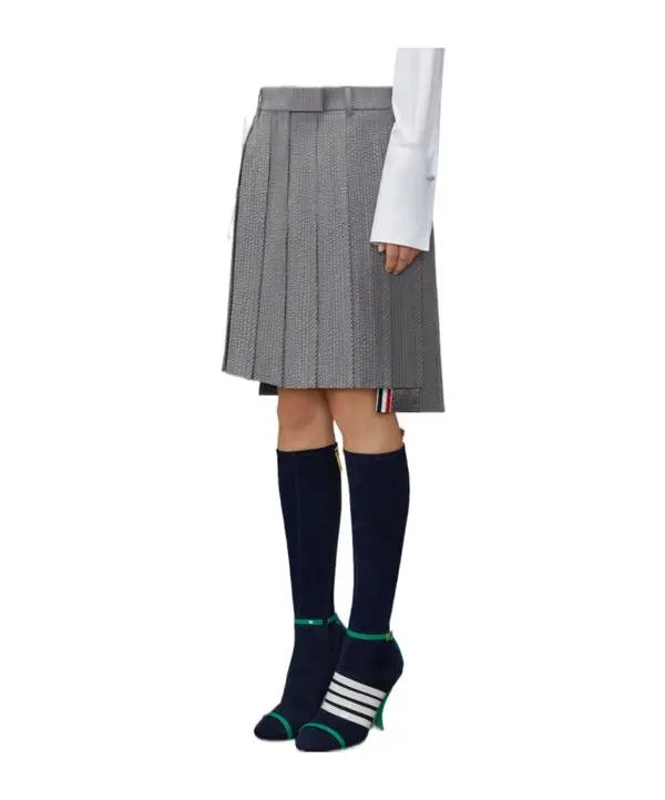 Thom Browne Seersucker Pleated Mini Skirt