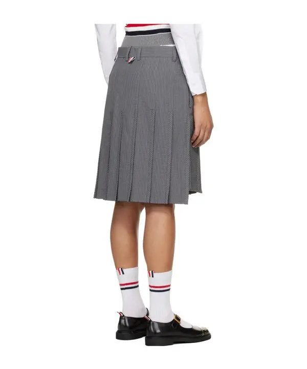 Thom Browne Seersucker Pleated Mini Skirt