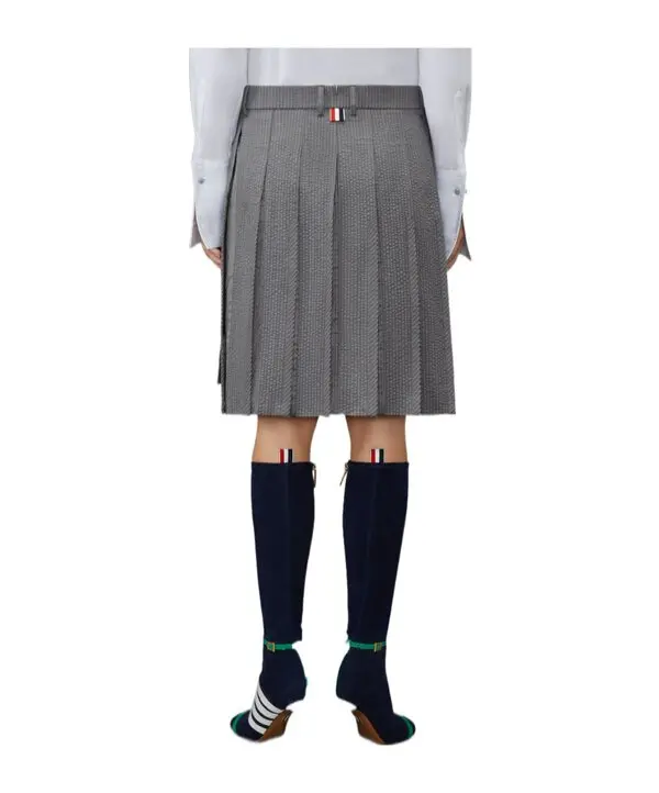 Thom Browne Seersucker Pleated Mini Skirt