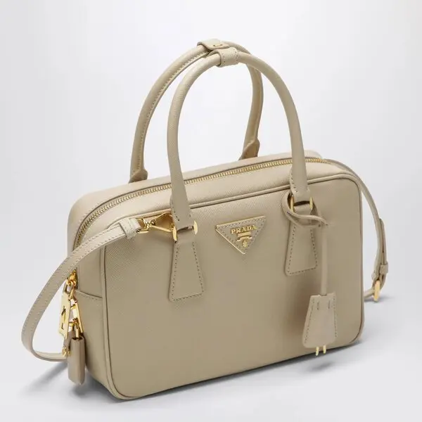 Prada Saffiano Leather Top-handle Bag With Metal Logo