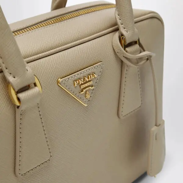 Prada Saffiano Leather Top-handle Bag With Metal Logo
