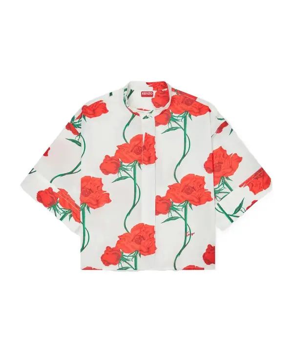 Kenzo Archive Rose Short Sleeve Shirt - Off White