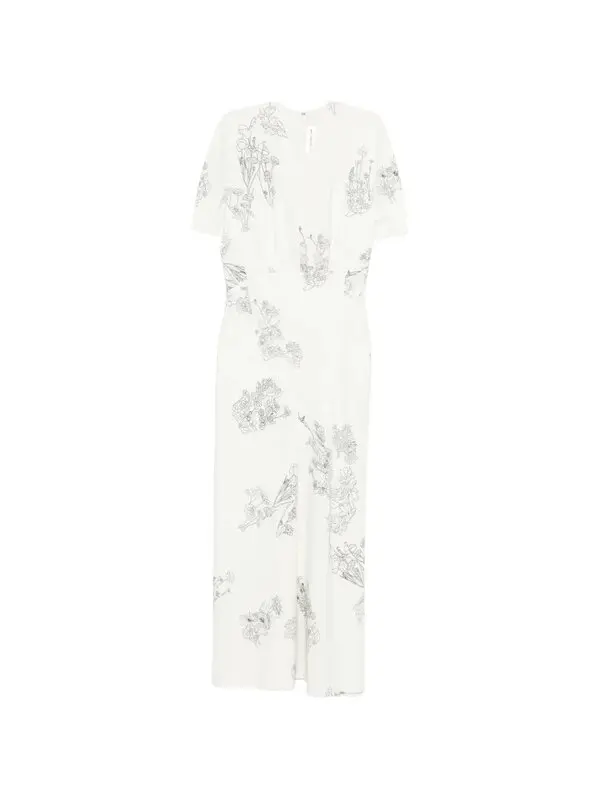 Victoria Beckham Floral Print Midi Dress - White