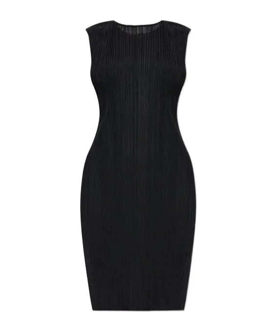 PLEATS PLEASE BY ISSEY MIYAKE Sleeveless Round Neck Pleated Dress