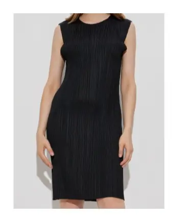PLEATS PLEASE BY ISSEY MIYAKE Sleeveless Round Neck Pleated Dress