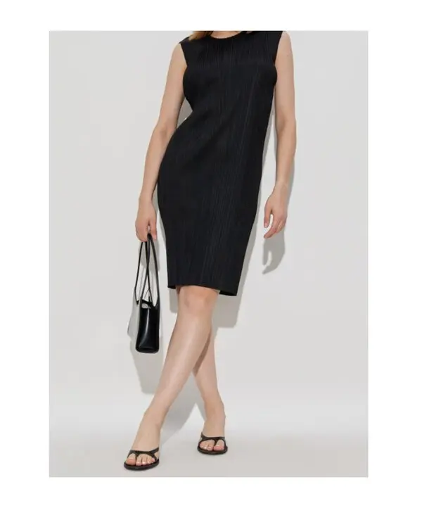 PLEATS PLEASE BY ISSEY MIYAKE Sleeveless Round Neck Pleated Dress