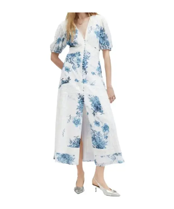 ALLSAINTS Dekorah Floral Maxi Dress With Lace Trim