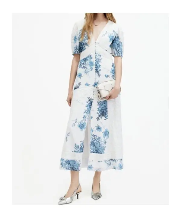 ALLSAINTS Dekorah Floral Maxi Dress With Lace Trim
