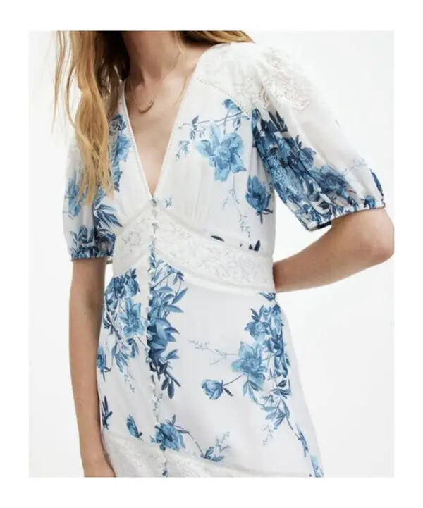 ALLSAINTS Dekorah Floral Maxi Dress With Lace Trim