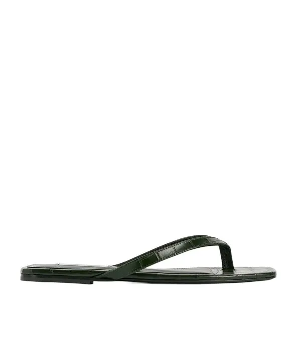 TOTEME Embossed Flat Sandals - Black