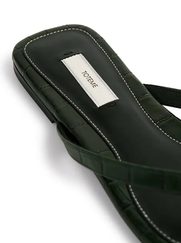TOTEME Embossed Flat Sandals - Black