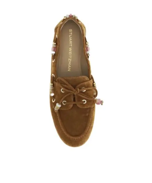 STUART WEITZMAN Embellished Round-toe Loafers