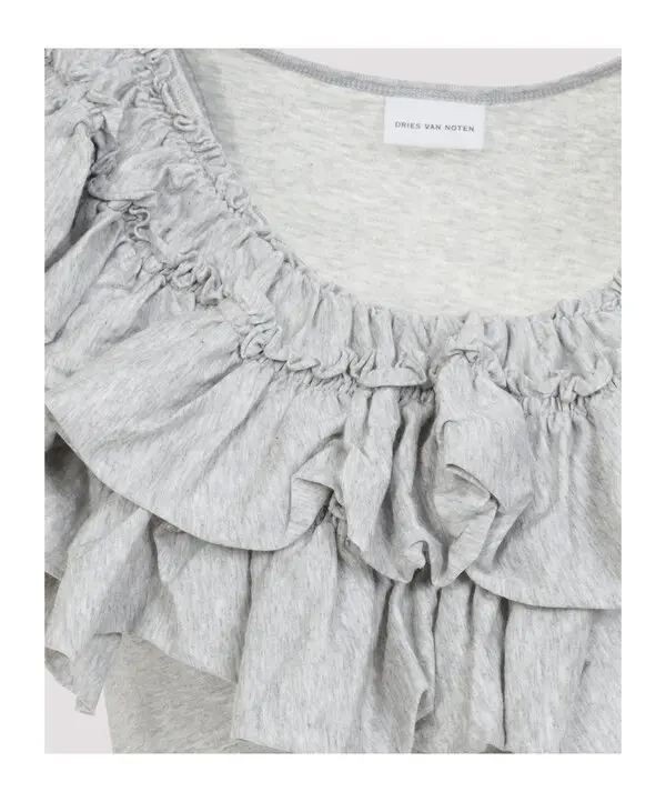 Dries Van Noten Humza Ruffled Tank Top - Gray Blend