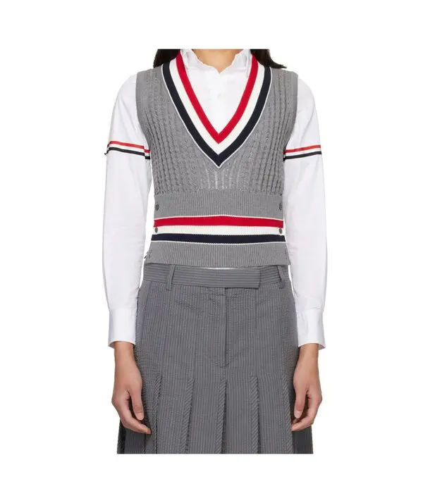 Thom Browne Sleeveless Cricket Stripe Vest