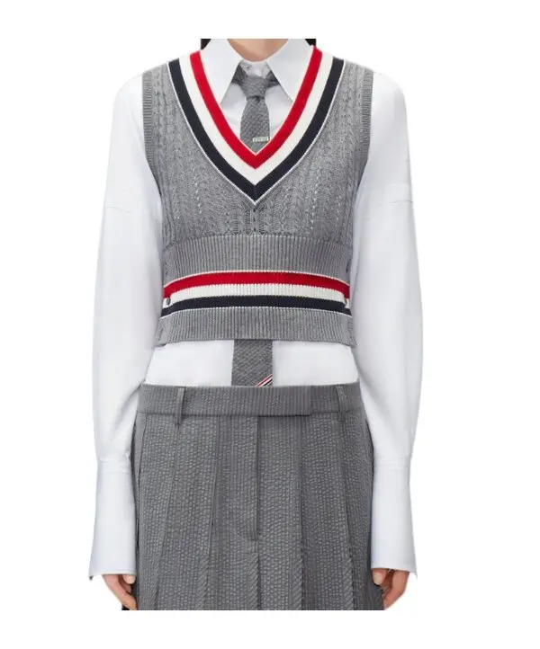 Thom Browne Sleeveless Cricket Stripe Vest