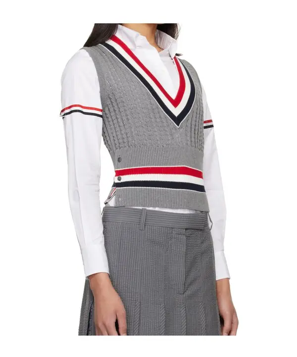 Thom Browne Sleeveless Cricket Stripe Vest