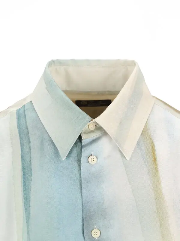 Loro Piana Watercolour Print Long Sleeve Shirt